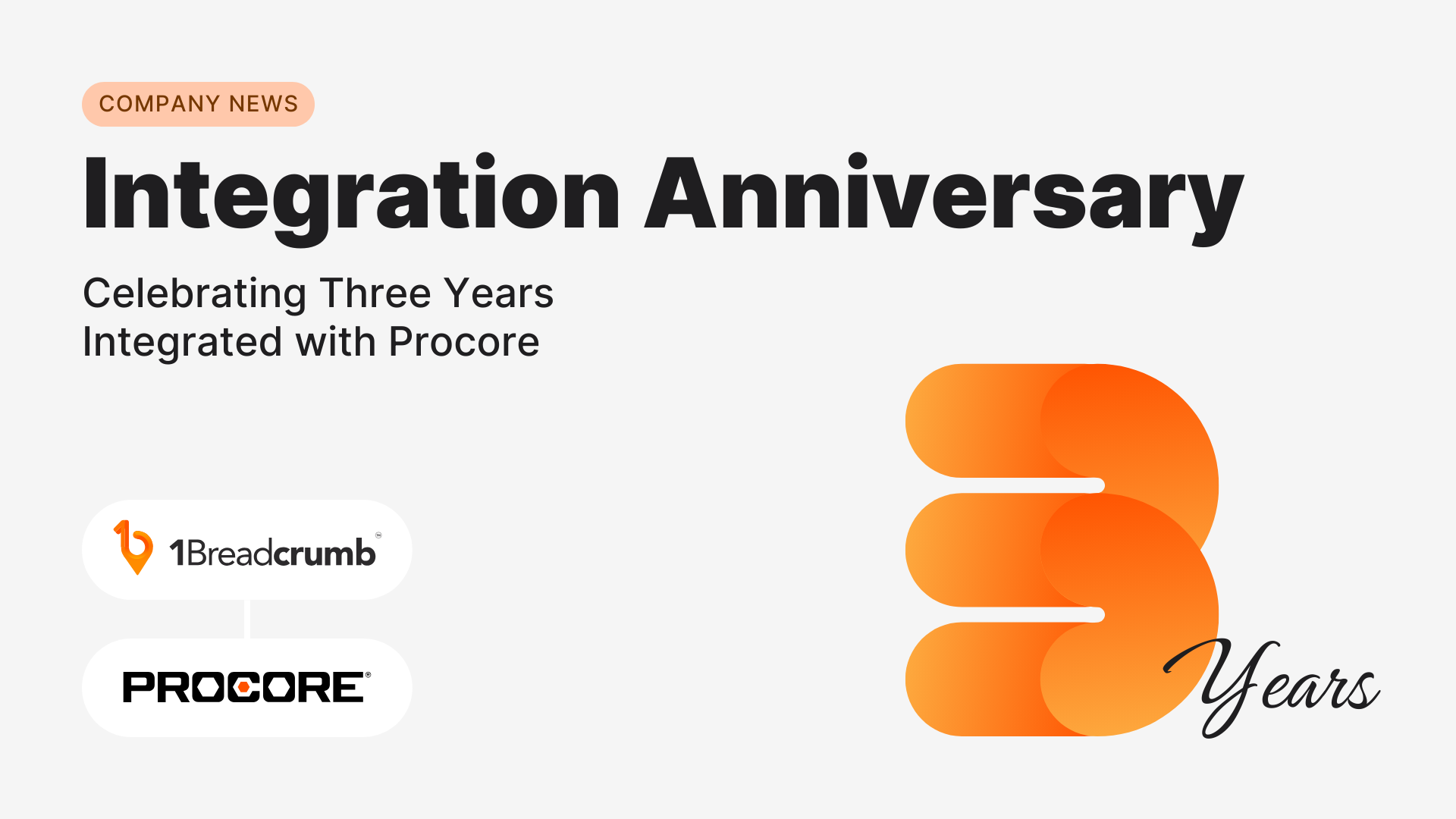 Celebrating Three Years of Procore Integration | 1Breadcrumb
